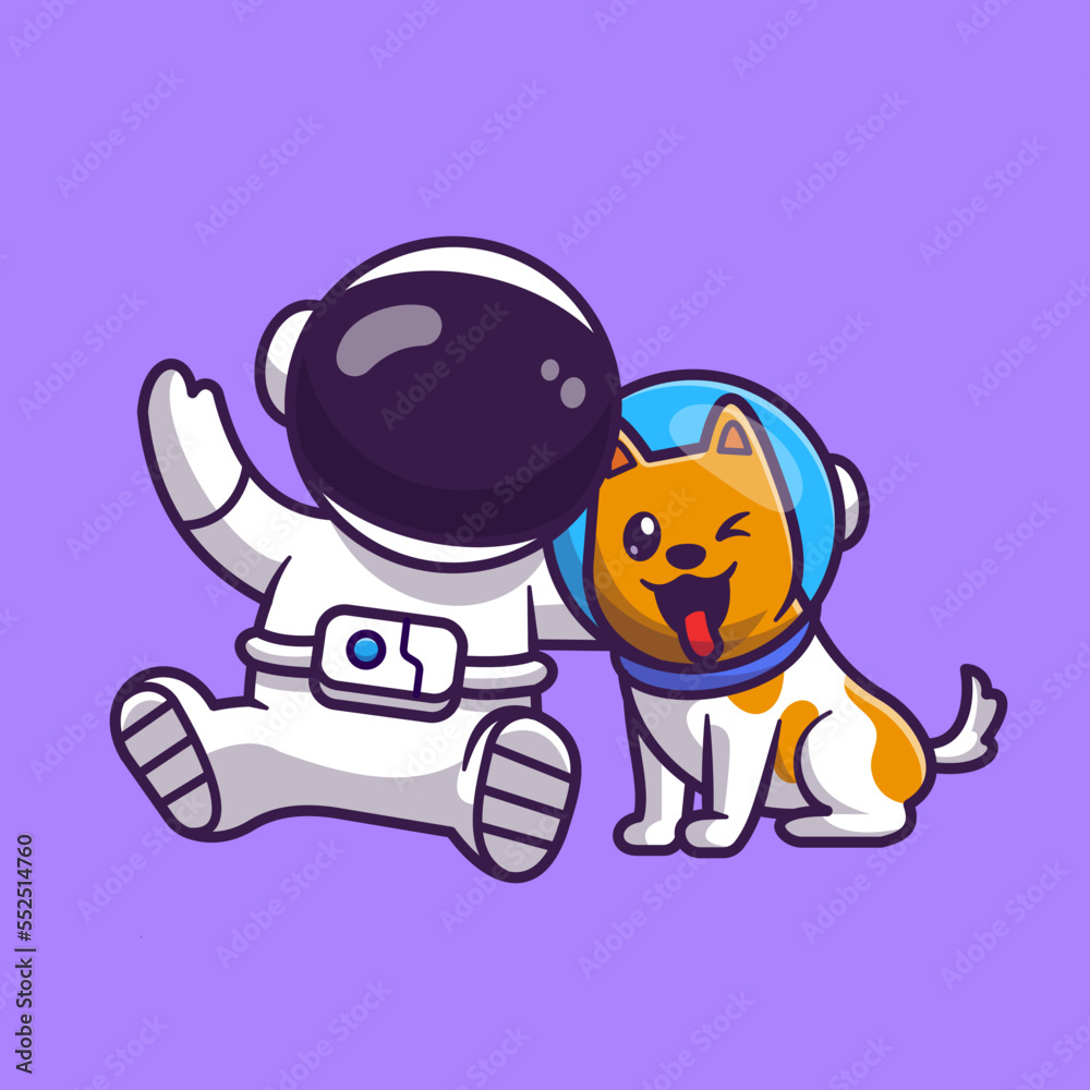 Cute Astronaut With Dog Astronaut Cartoon Vector Icon Illustration ...