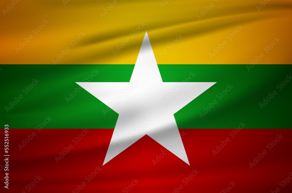 Realistic Myanmar flag design background vector. Myanmar Independence ...