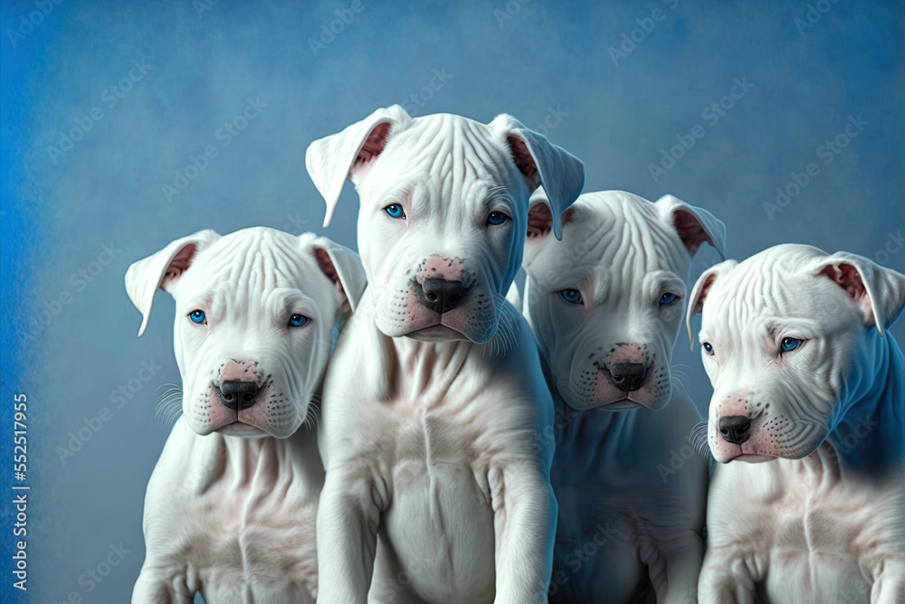 Five blue dogo argentino pups. Generative AI Stock Illustration | Adobe ...