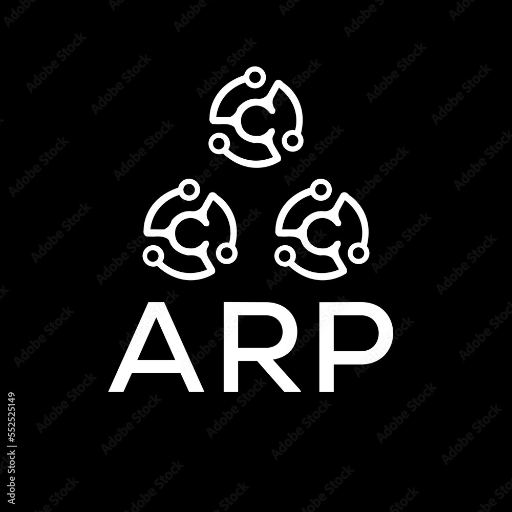ARP letter logo. ARP best black background vector image. ARP Monogram ...