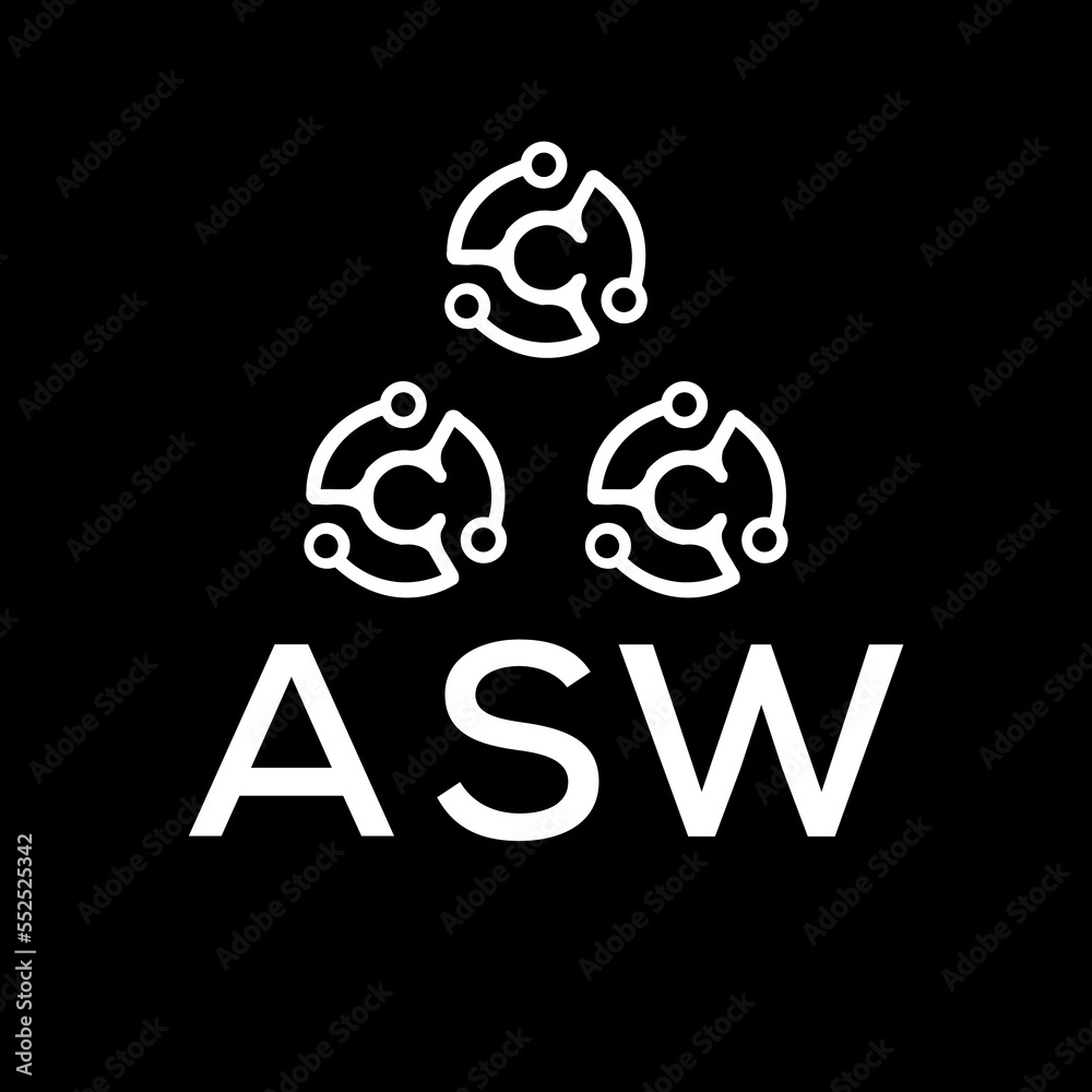 ASW letter logo. ASW best black background vector image. ASW Monogram ...
