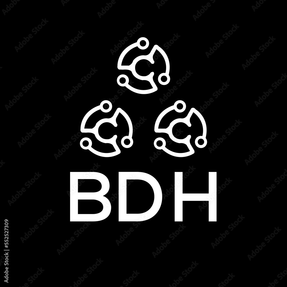 BDH letter logo. BDH best black background vector image. BDH Monogram ...