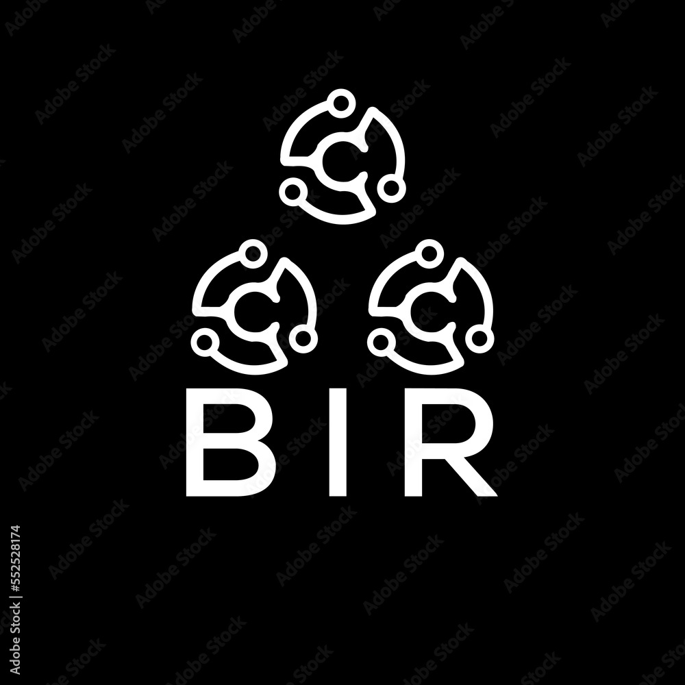 BIR letter logo. BIR best black background vector image. BIR Monogram ...