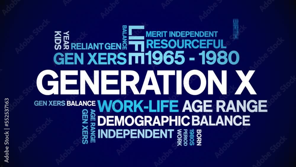 Generation X animated tag word cloud;text design animation kinetic ...
