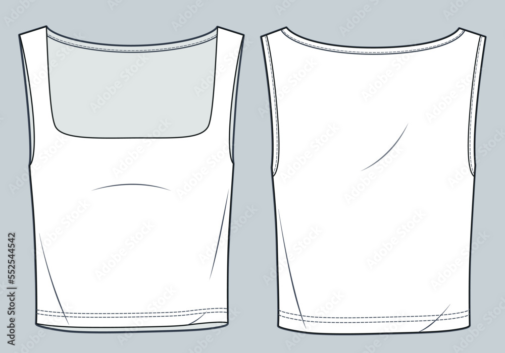 Women's Tank Top technical fashion illustration. Cropped Tank Top ...