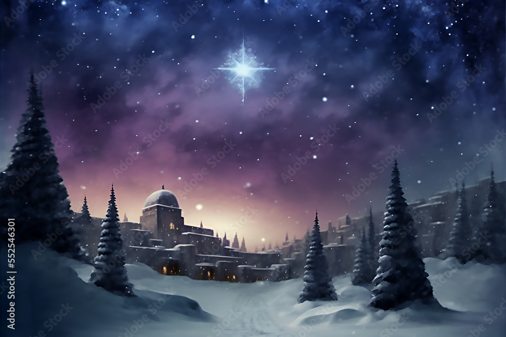 Ancient Jew city in the snow, Bethlehem, winter landscape Stock ...