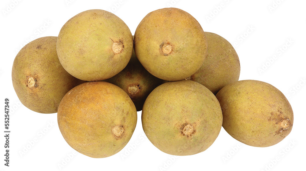 Ripe fresh whole sapota fruit isolated on white background, Indian ...