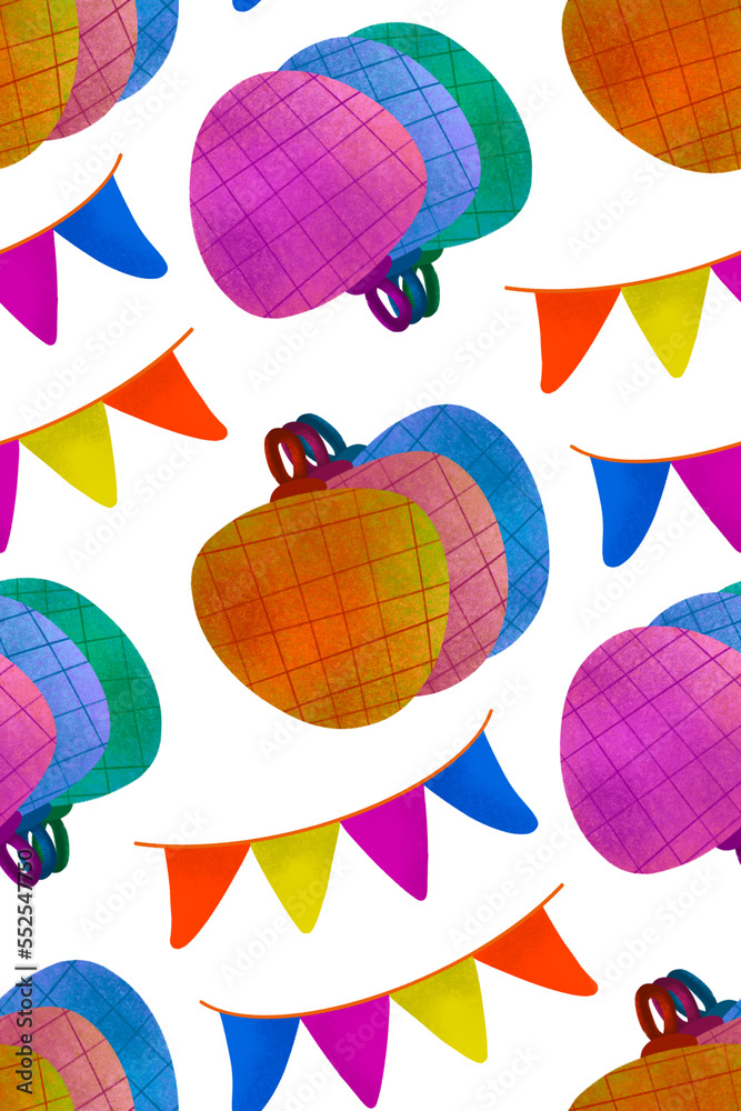 Filipino fiesta banderitas and abaniko ornaments illustrated pattern ...