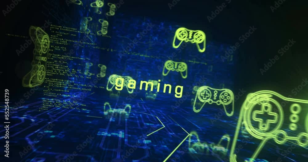 Esport retro video game pad and digital sport gaming hologram symbol ...