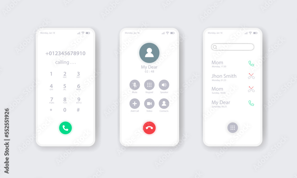 Smartphone dial screen vector illustration. Suitable for design element ...