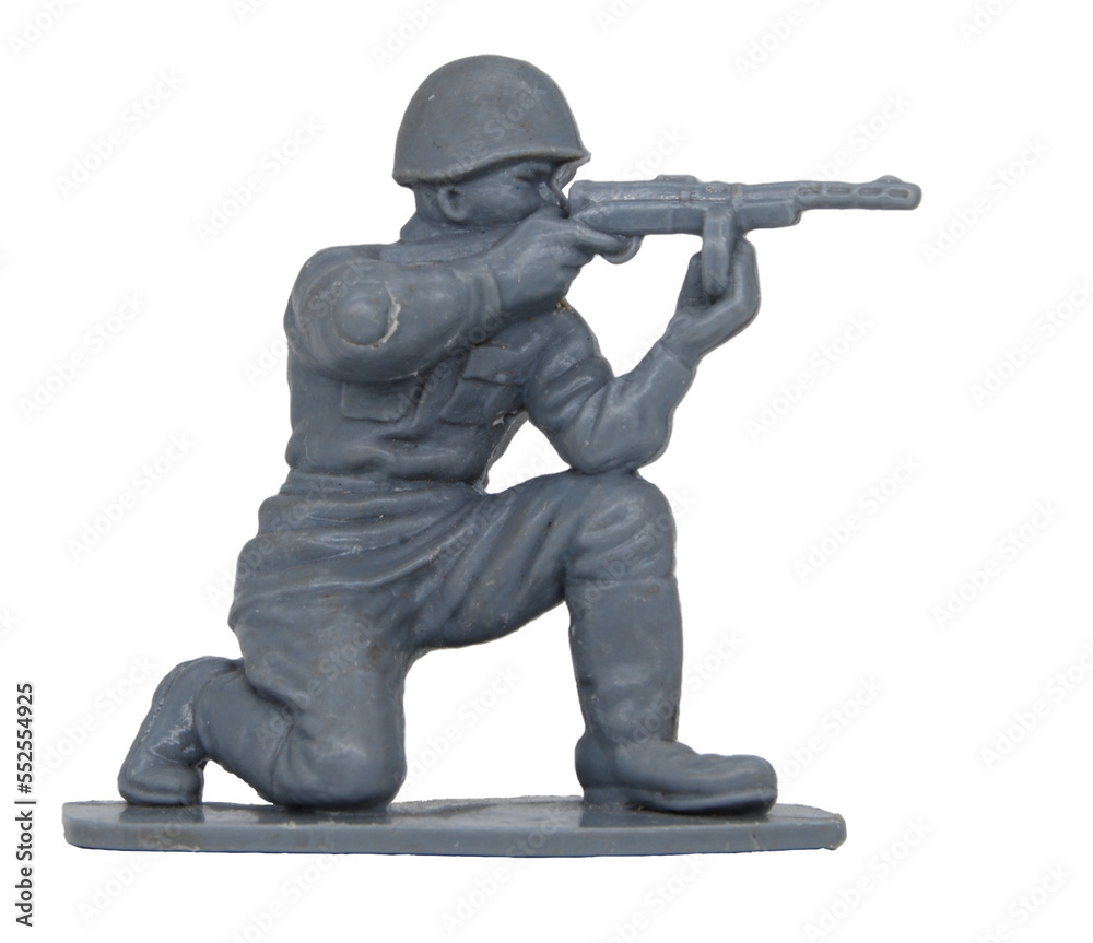 Plastic soldier from WWII with Thompson submachine gun who kneels and ...