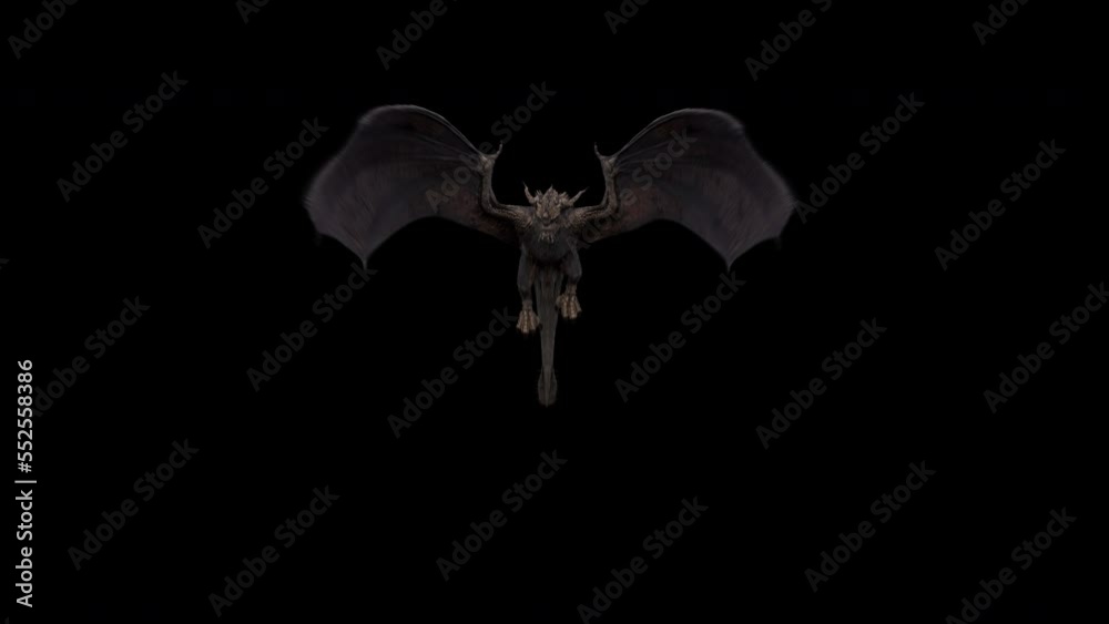 Realistic Dragon take off Animation isolated on black background effect ...