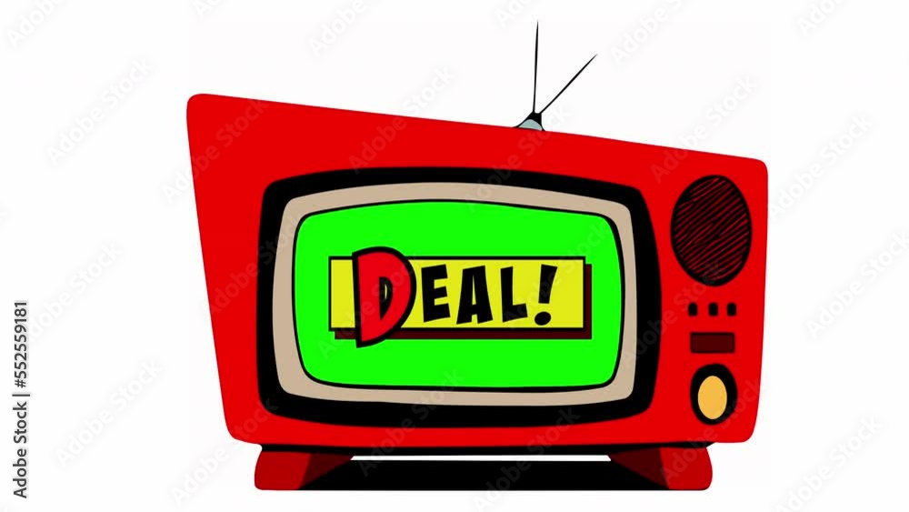 A comic strip yellow box appearing inside a cute vintage tv, a text ...