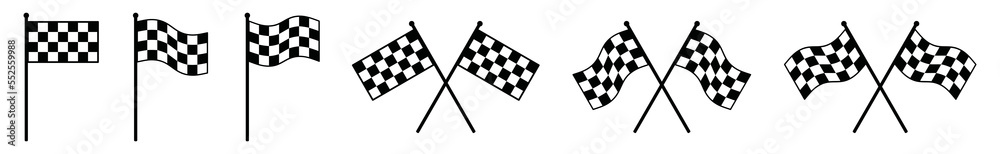Racing Flag Icon Vector Race Flag Icon Set Start And Finish Crossed