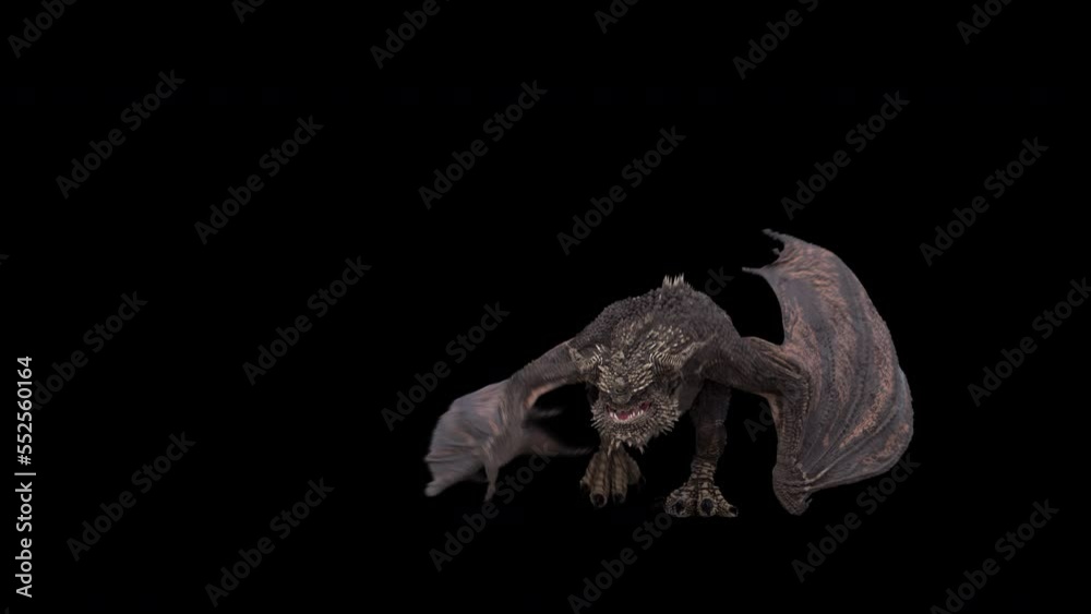 Vidéo Stock Realistic Dragon walk Animation isolated on a black ...