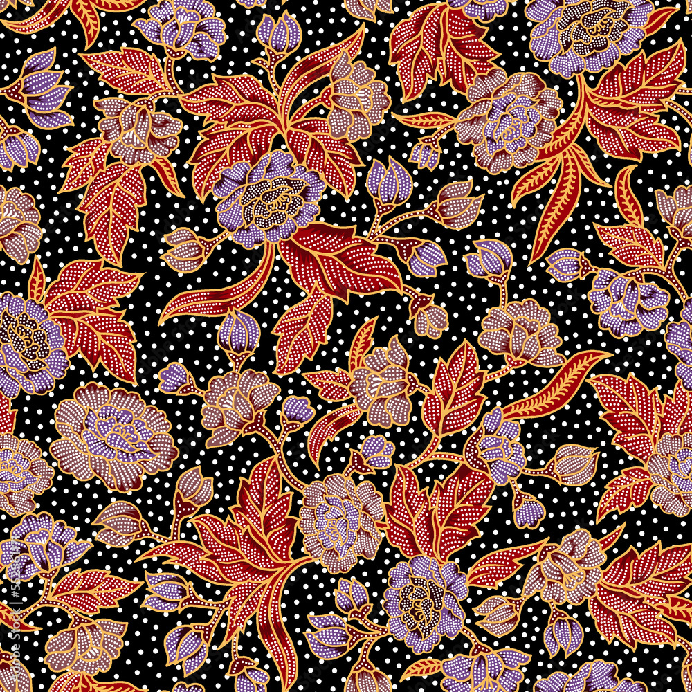 Seamless Traditional Batik,Flower, javanese pattern from Indonesia ...