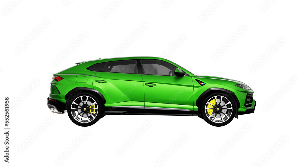 LAMBORGHINI URUS, 3d rendering of Lamborghini green car on PNG ...
