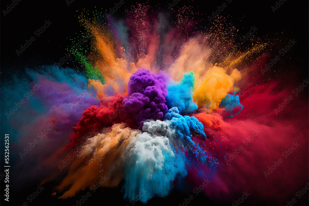 A picture of splash of colour powder in a holi festival in india , AI ...