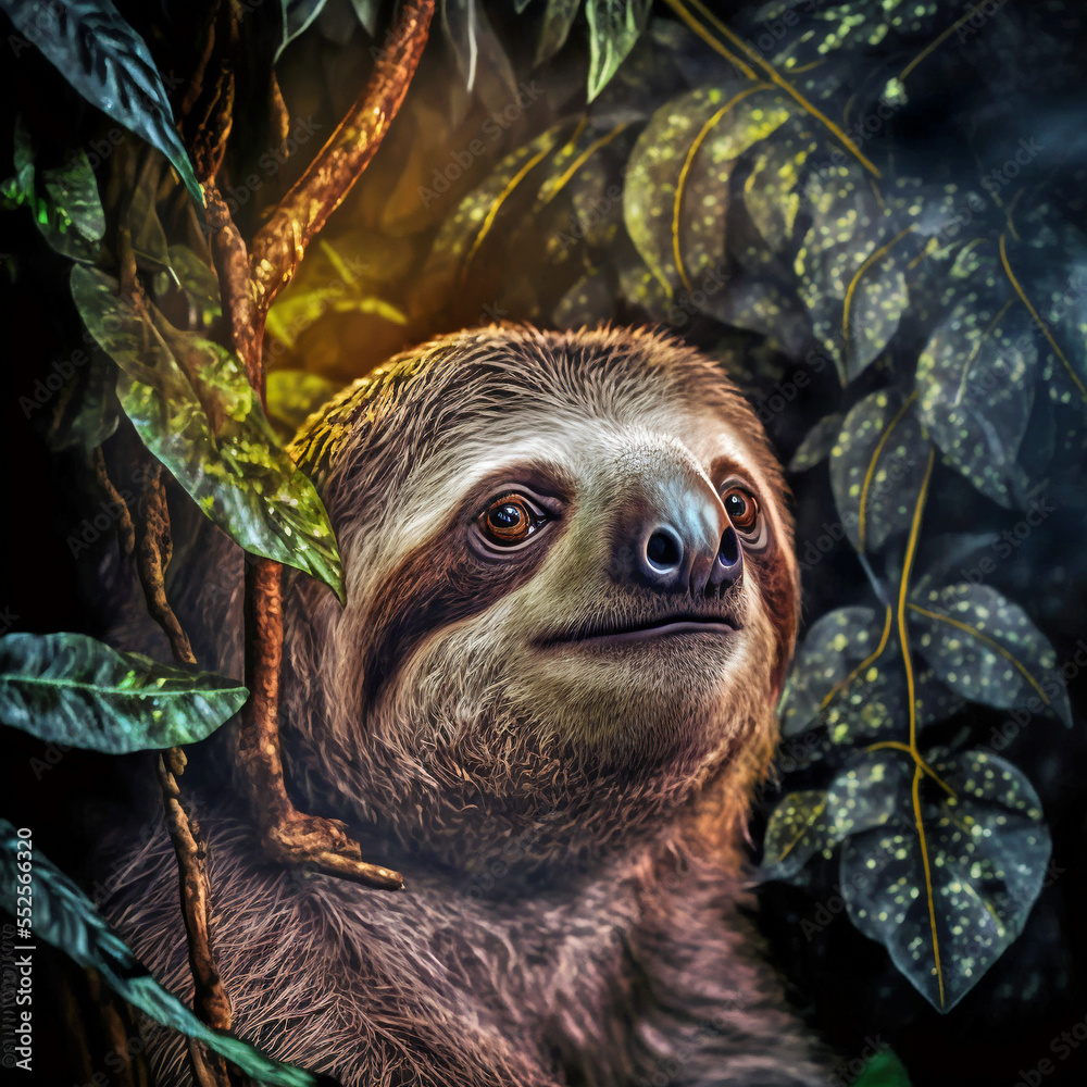 Faultier im Wald, made by AI, künstliche Intelligenz, AI Art Stock ...