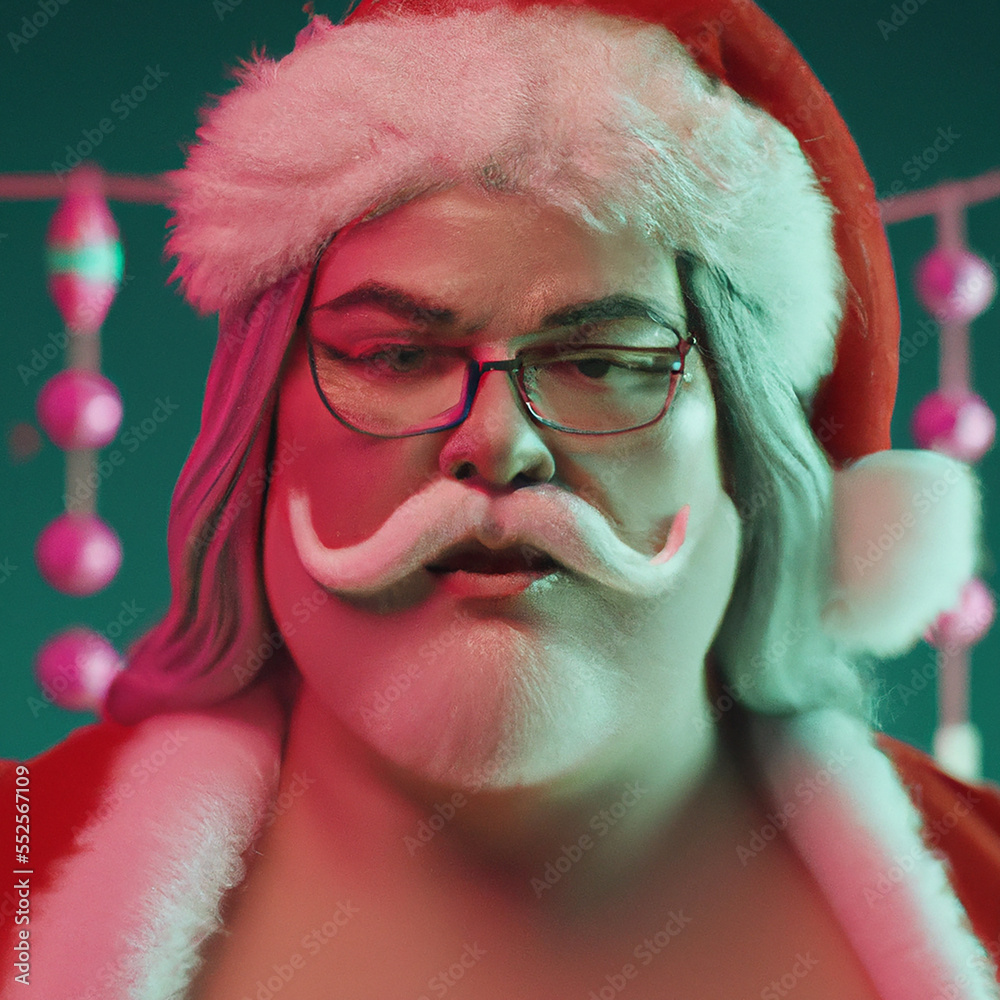 transgender character in the image of Santa Claus, 3D rendering style ...