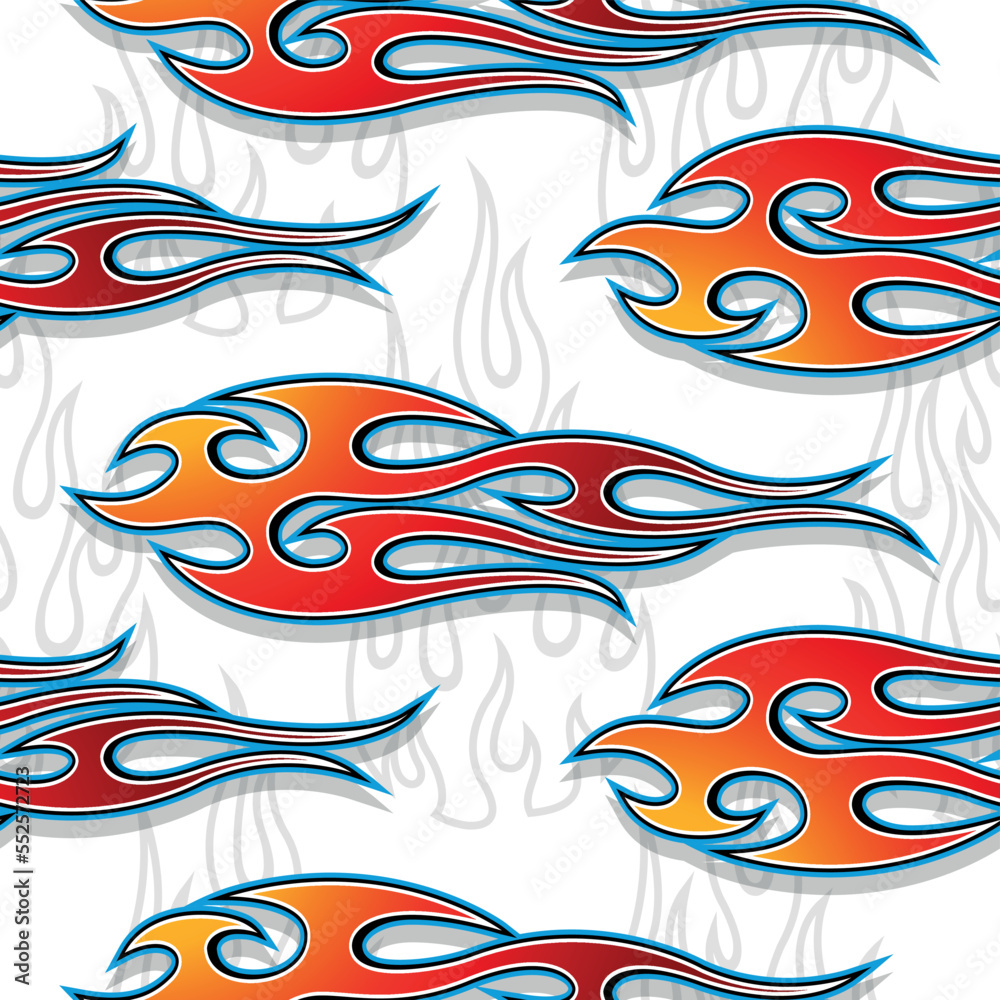Fire flames wallpaper seamless pattern background vector image. Wrapper ...
