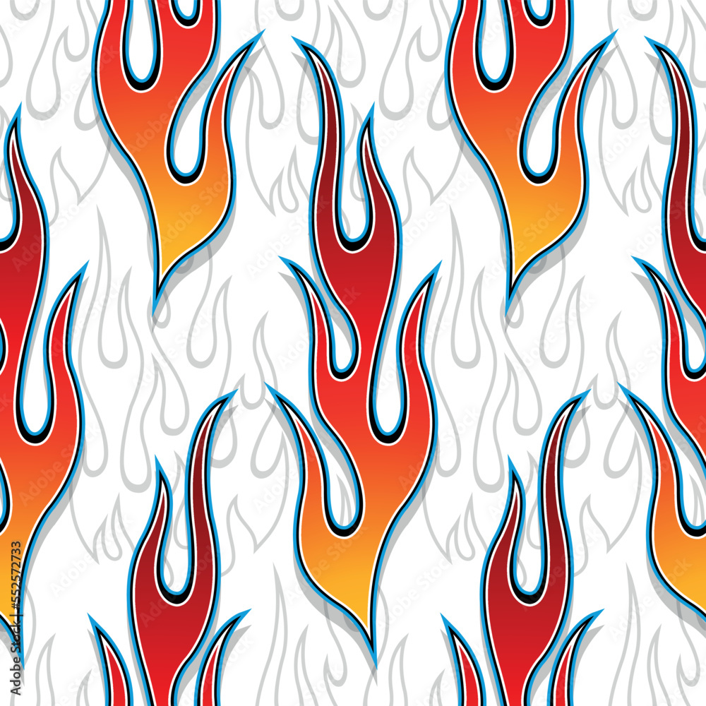 Fire flames seamless pattern vector illustration. Vector fire seamless ...