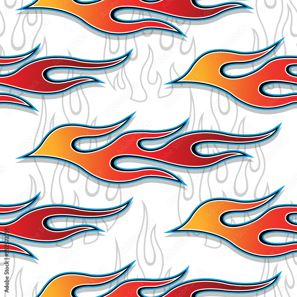 Seamless pattern vector fire flame image. Fire repeating tile ...