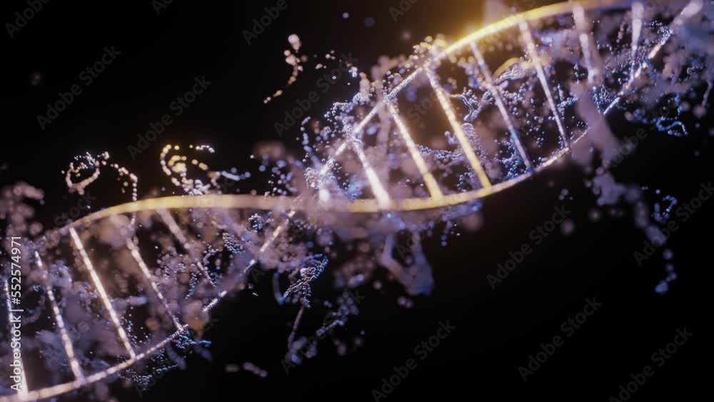 Futuristic abstract glittering double helix DNA biological ...