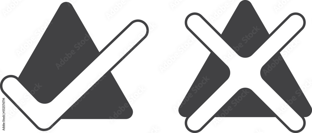 Approve and not approve icon, checkmark icon black vector Stock Vector ...