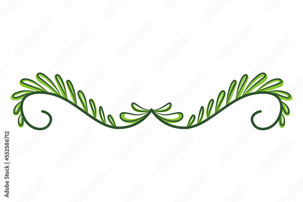 Green text divider, page separators design. Line border, laurel ...
