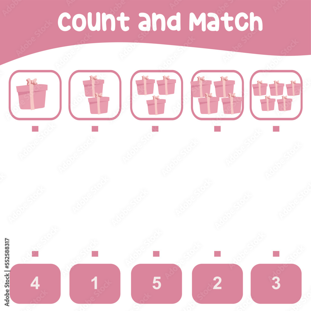 Count and match the Xmas present boxes with the number. Educational ...