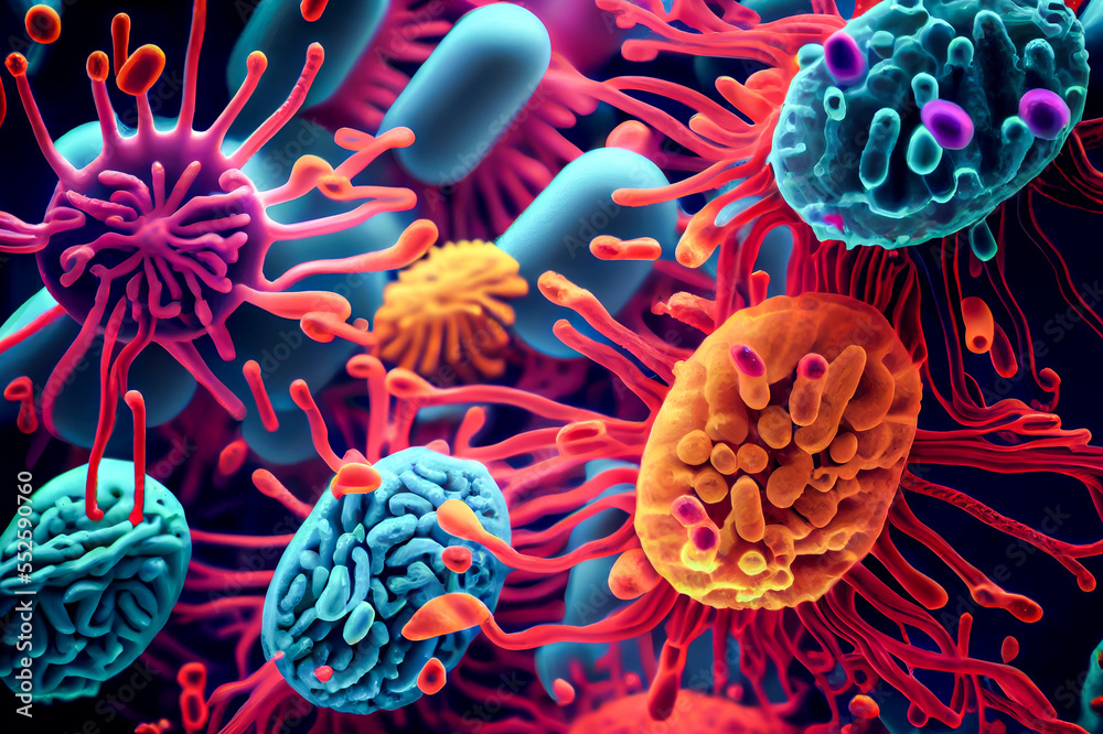 Beautiful microworld, microbes of different shapes, generative ai ...