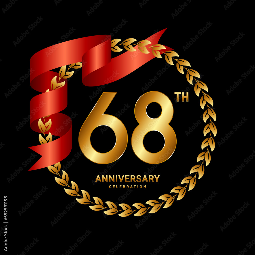 68th Anniversary Celebration. Anniversary Logo Design with Laurel ...