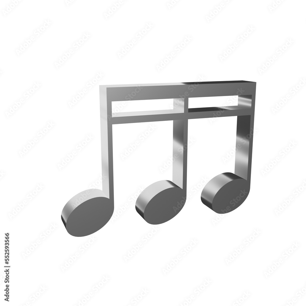 silver music note melody element 3d render object illustration Stock ...
