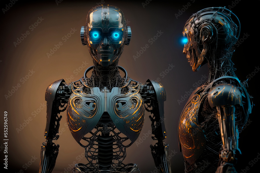 Robots. Futuristic interpretation Future 2025. Illustration for ...