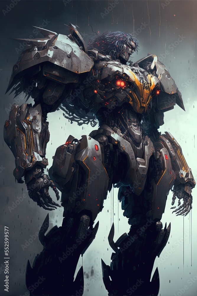 Photo & Art Print illustration of mechanized war exoskeleton mecha girl ...