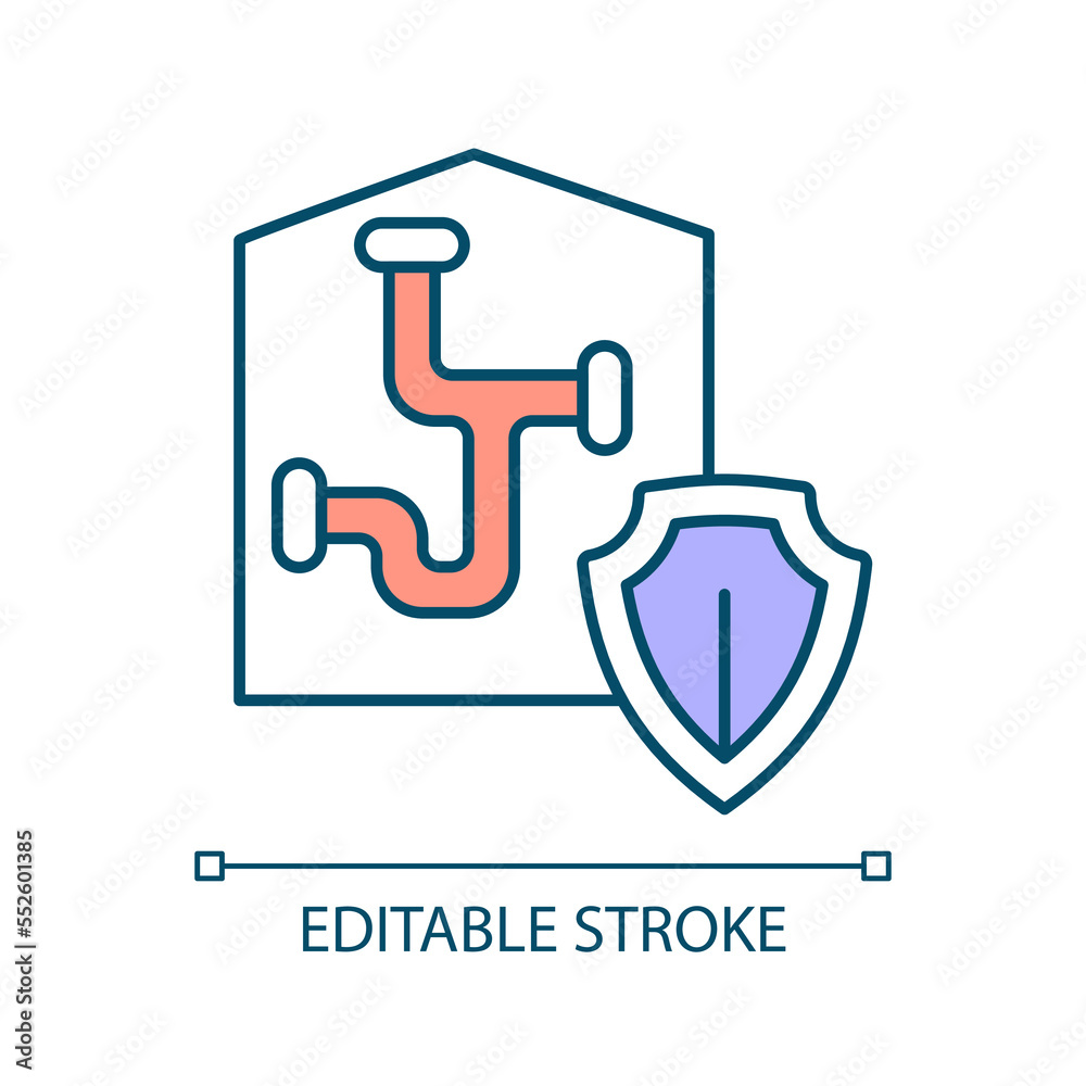 Water pipes security RGB color icon. Leak detector. Damage prevention ...