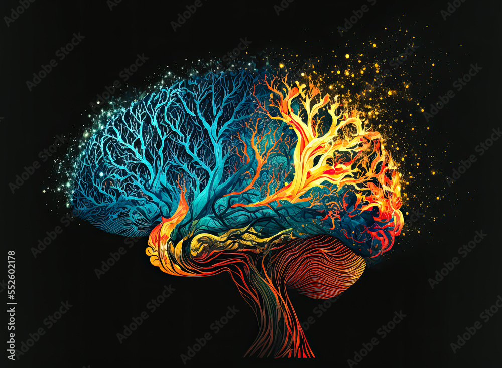 Consciousness, brain as a tree, sparks, network, connections, synapses ...