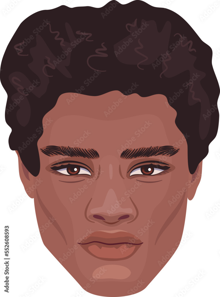 Detailed vector portrait of a handsome African male with a wavy Afro ...