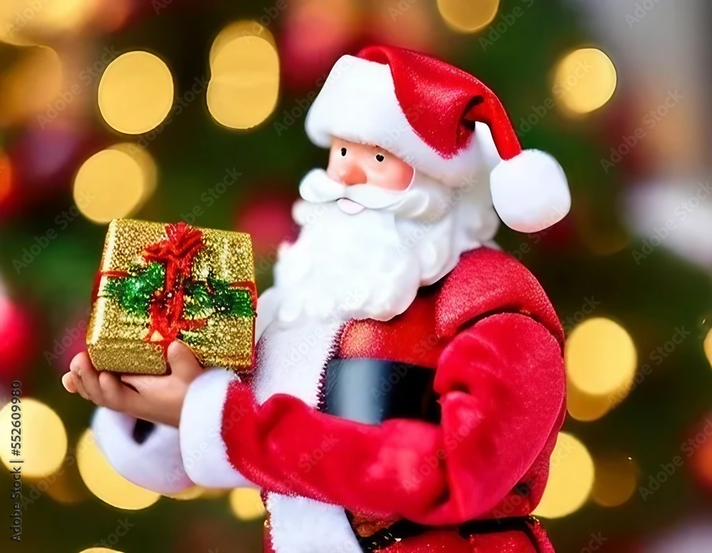 Santa Claus action figure - Christmas miniature with gifts - generative ...