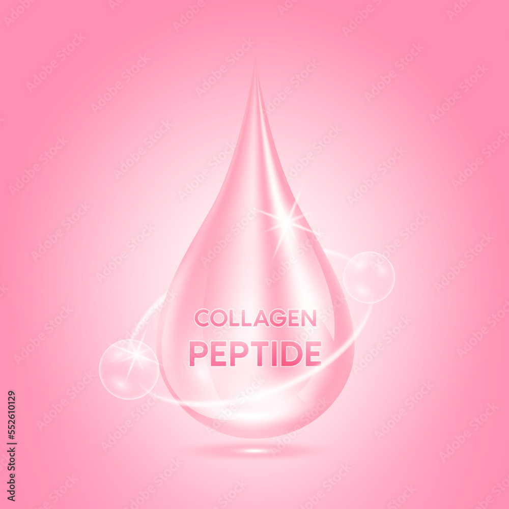 Collagen peptide pink serum. Beauty treatment nutrition skincare design ...