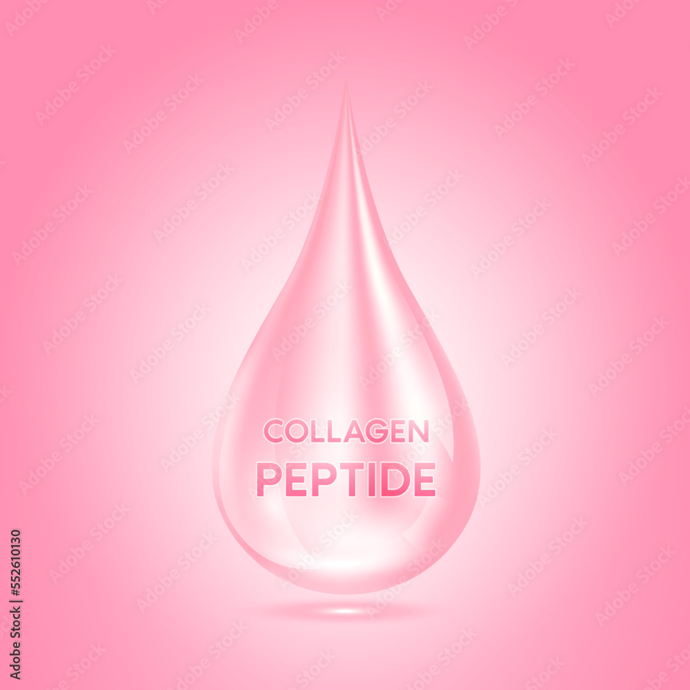 Collagen peptide pink serum. Beauty treatment nutrition skincare design ...