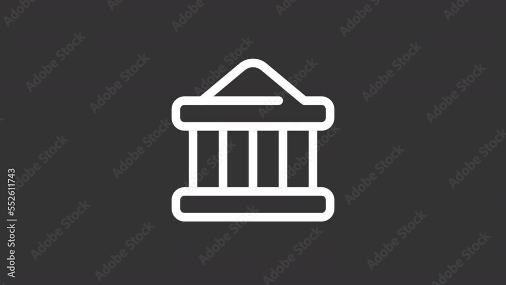 Animated banking white line ui icon. Financial institution. Seamless ...