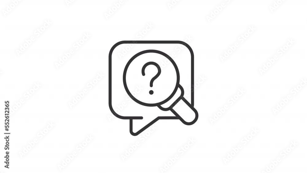 Animated research linear icon. Looking for information. Question mark ...