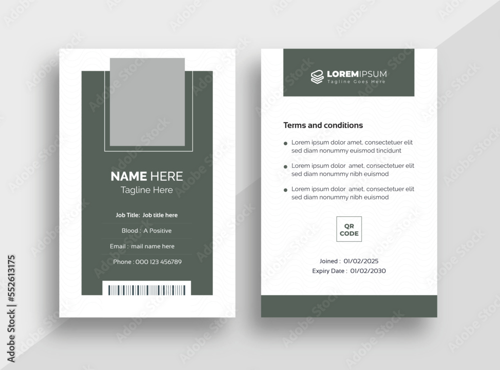 Simple and Clean ID Card Design Template, Modern Id Card Design ...