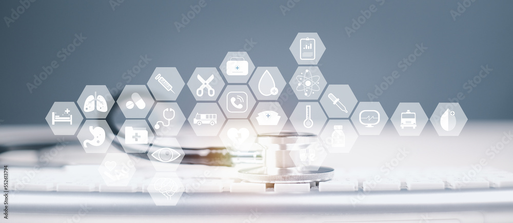 Digital therapy tool concept, doctor working with touch interface ...