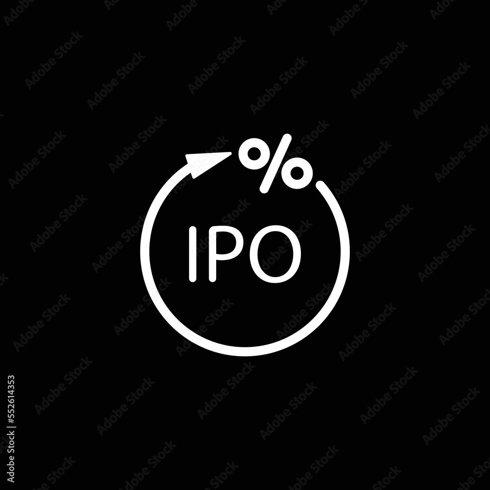 eps10 white vector ipo abstract line art icon isolated on black ... eps10 white vector ipo abstract line art icon isolated on black ...
