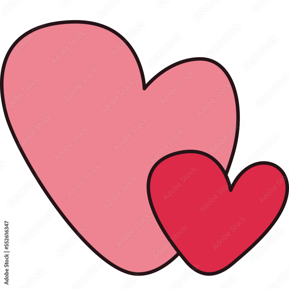 Pair of hearts, stacked hearts, double heart cartoon vector ...