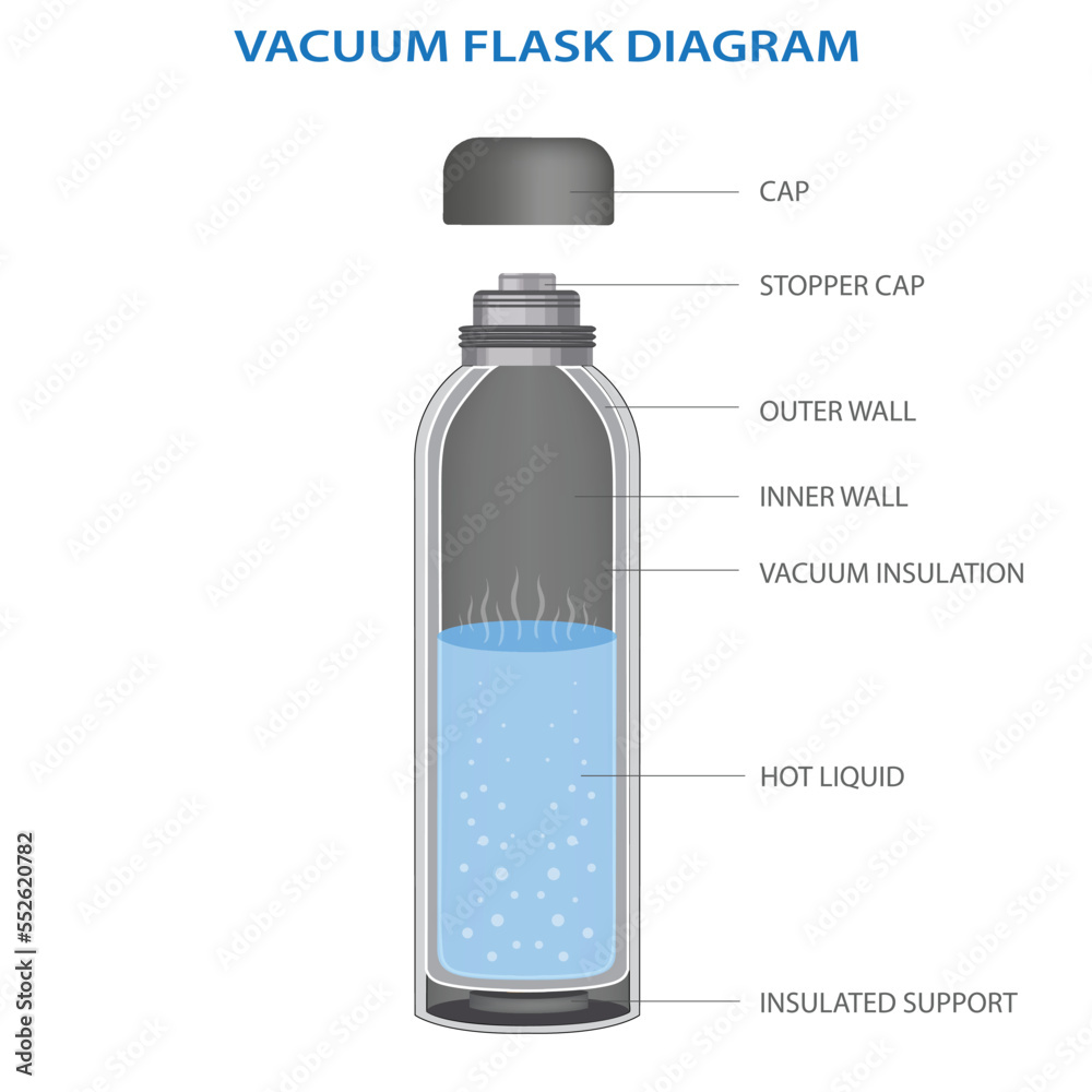 vacuum flask or Thermo flask fully diagram vector illustration Stock ...