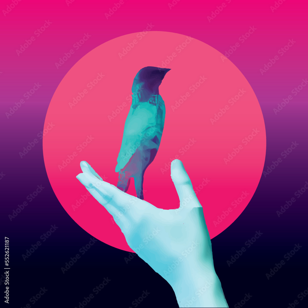 Retro background futuristic landscape 1980s style. Digital retro ...